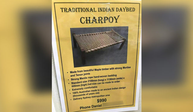 An Australian man is selling the humble Indian ‘khatiya’ for Rs 50,000